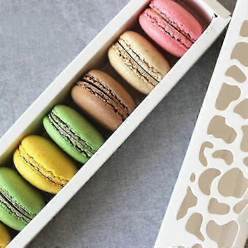10pcs Dessert Boxes Food Grade Visible Paper Hollow Designed Macaron ...