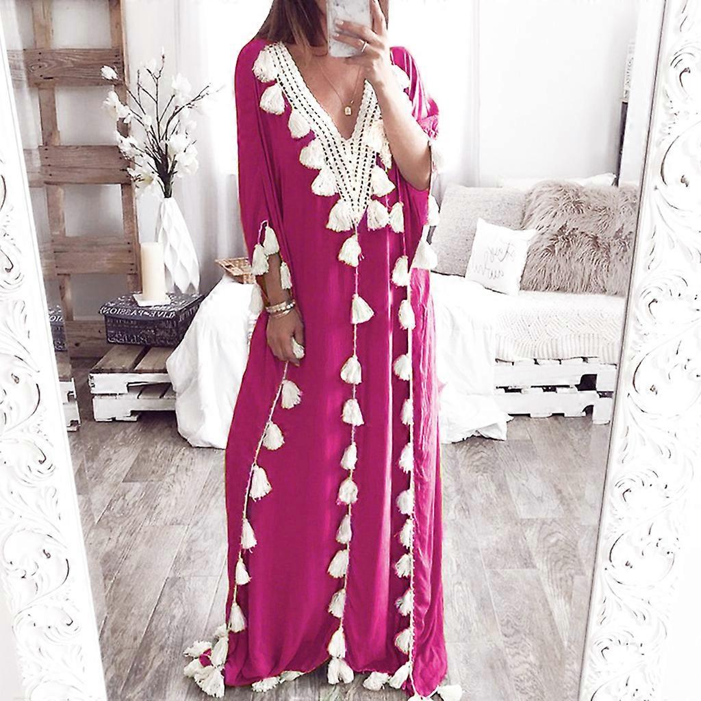 Womens Arabic Islamic Dubai Kaftan Half Sleeve Sexy Deep V-Neck Muslim ...