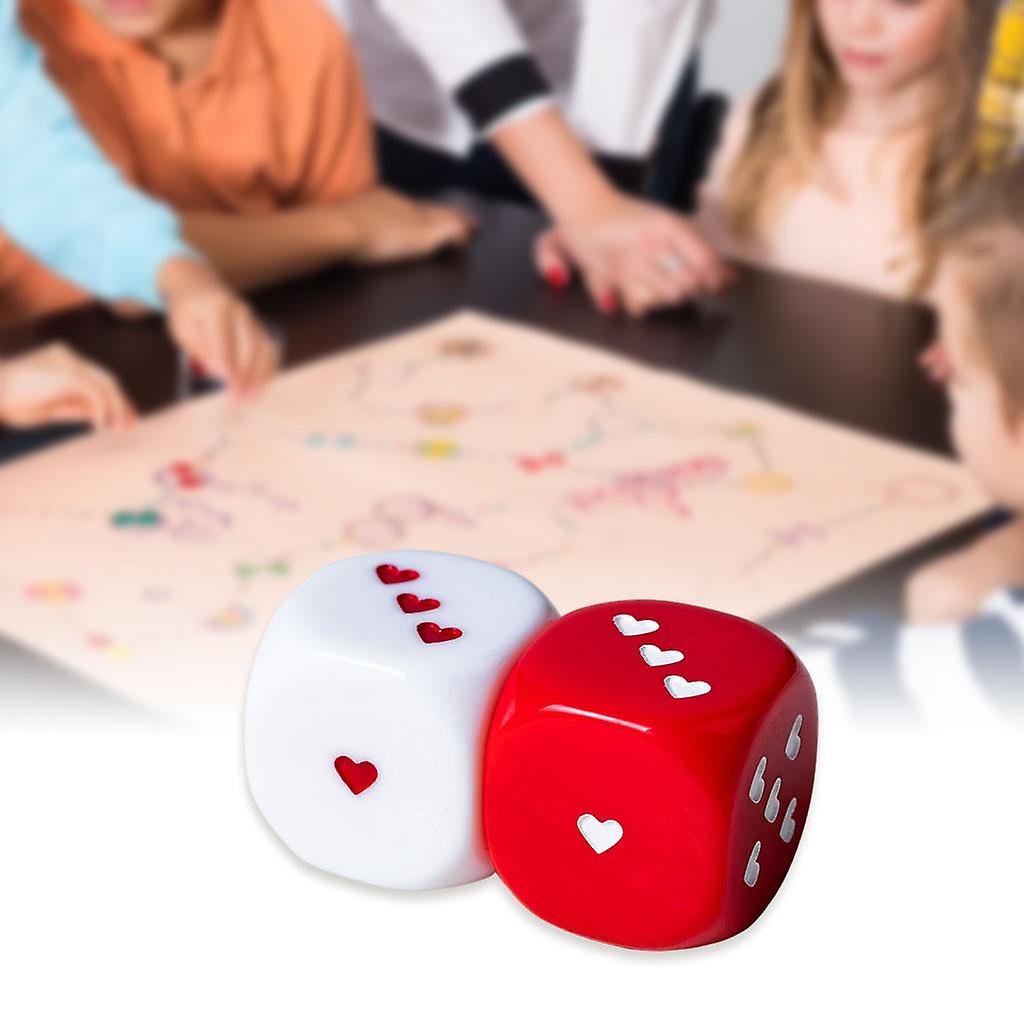 2 PCS Round Corners Acrylic White and Color Six Dice Set Heart Pattern ...