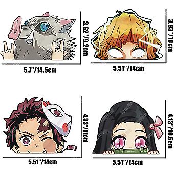 4 Pcs 5.11" Demon Kimetsu No Yaiba Slayer Anime Car Stickers And Decals ...