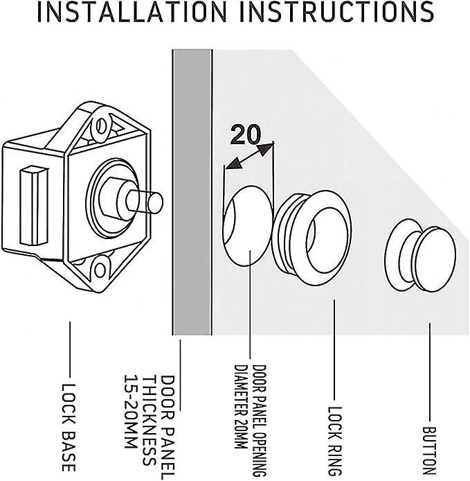 5 Pcs Push Button Latch Keyless, Cabinet Door Lock Clasp, Knob Latch ...