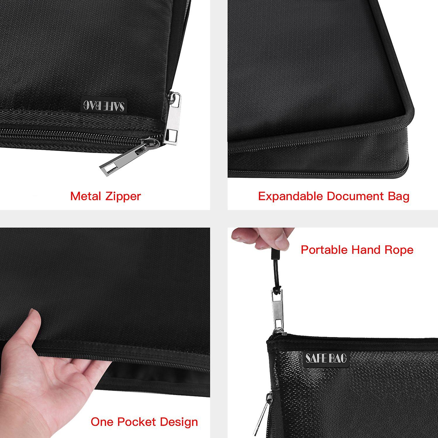 Fireproof Safe Money Bag Fire and Water Resistant Expandable Document ...