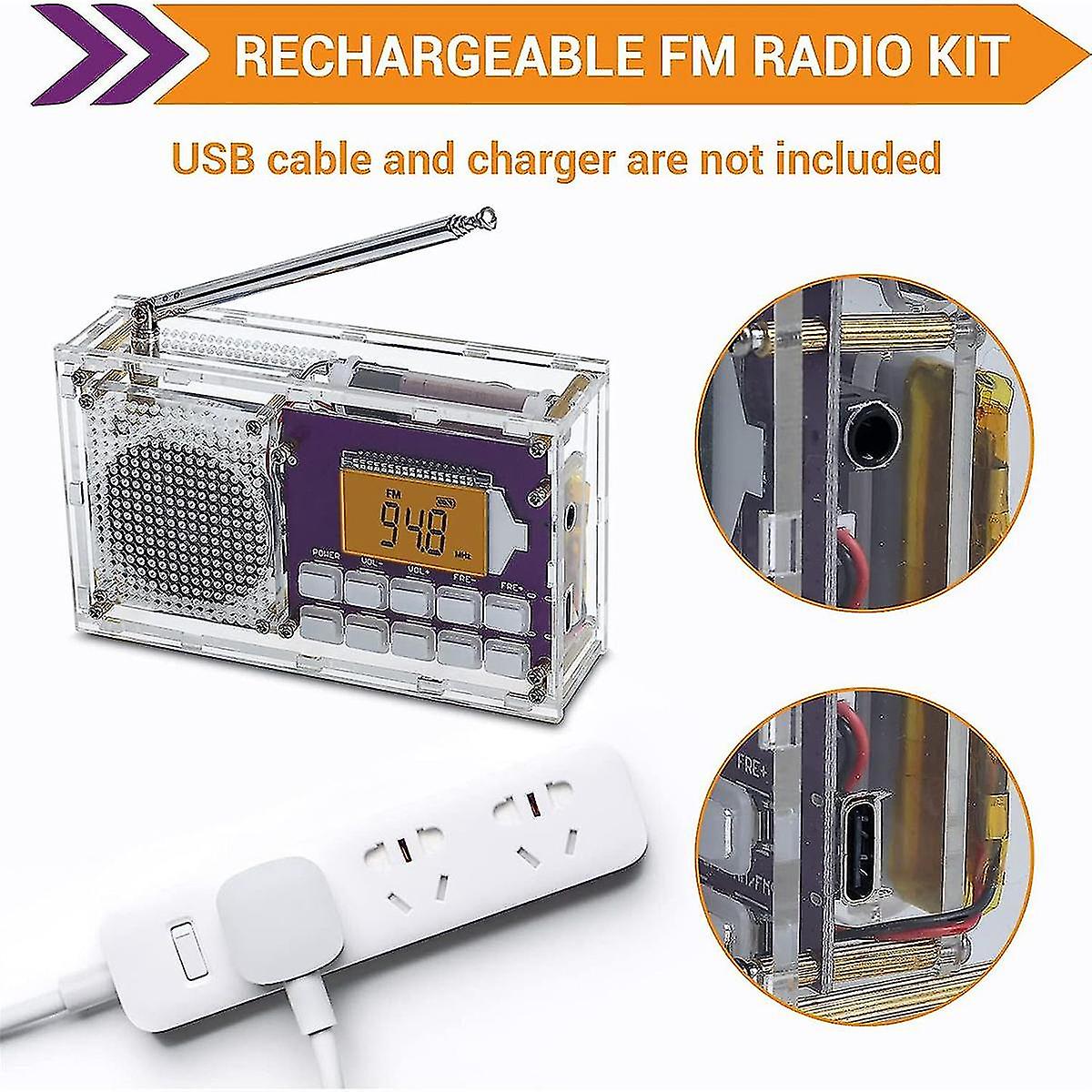 DIY Digital Radio Kit med klocka Fm 87-108MHz Digital Radio LCD-skärm ...