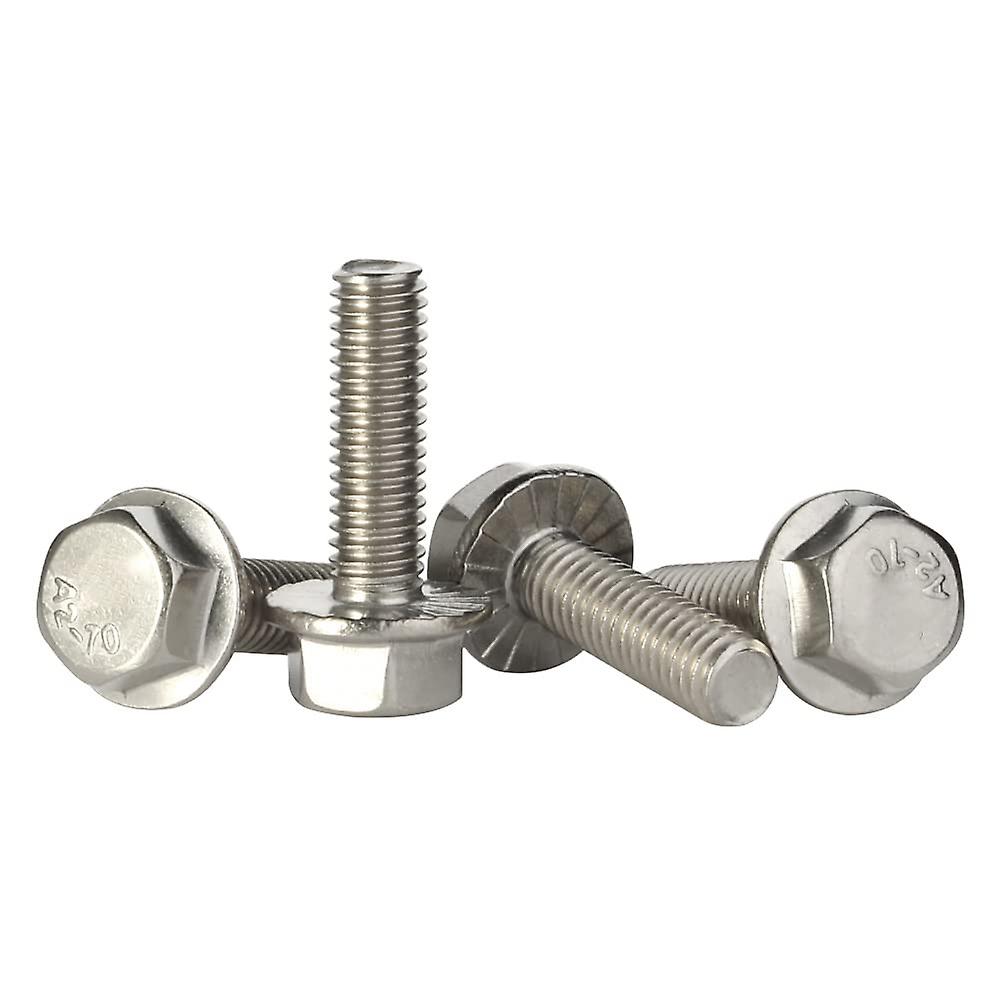 10 Pack M8 Flange Bolts - 1.25 x 40mm - Hex Flange Screws, Stainless Steel (304) - Plain Finish ...