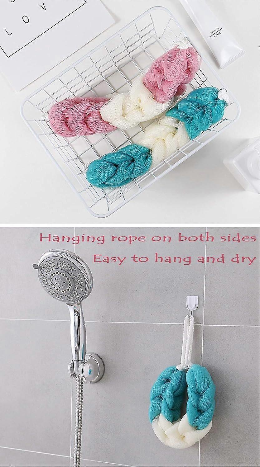 4 Packs Long Stretch Back Sponge with Rope Back Scrubber Bath Shower ...