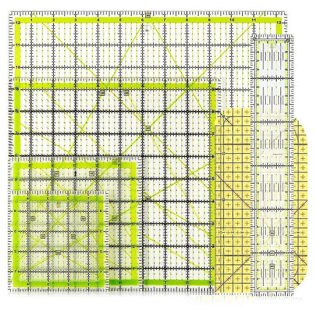 6 PCS Quilting Ruler Square Acrylic Quilting Ruler Fabric Cutting Ruler ...