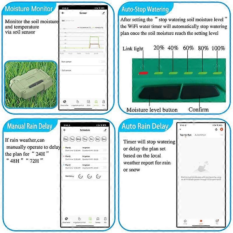 Water Timers WIFI Tuya Smart Home Garden Automatic Watering Timer Rain ...
