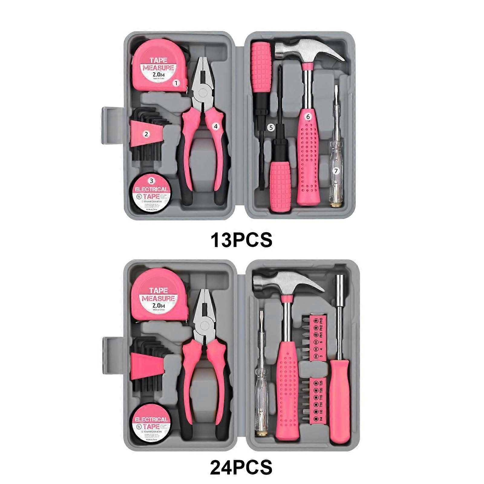 Household Repair Tool Kit Multi-Purpose Pink Home Hand Tool Set with ...