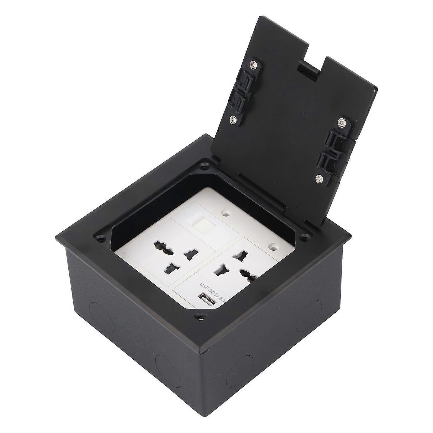 Floor Power Socket Box Stainless Steel 16A 3 Prong Hole USB Computer ...