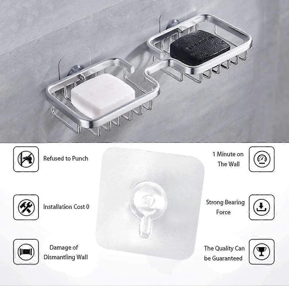 Double Bar Soap Dish, Self Adhesive Shower Soap Holder Bathroom Soap ...