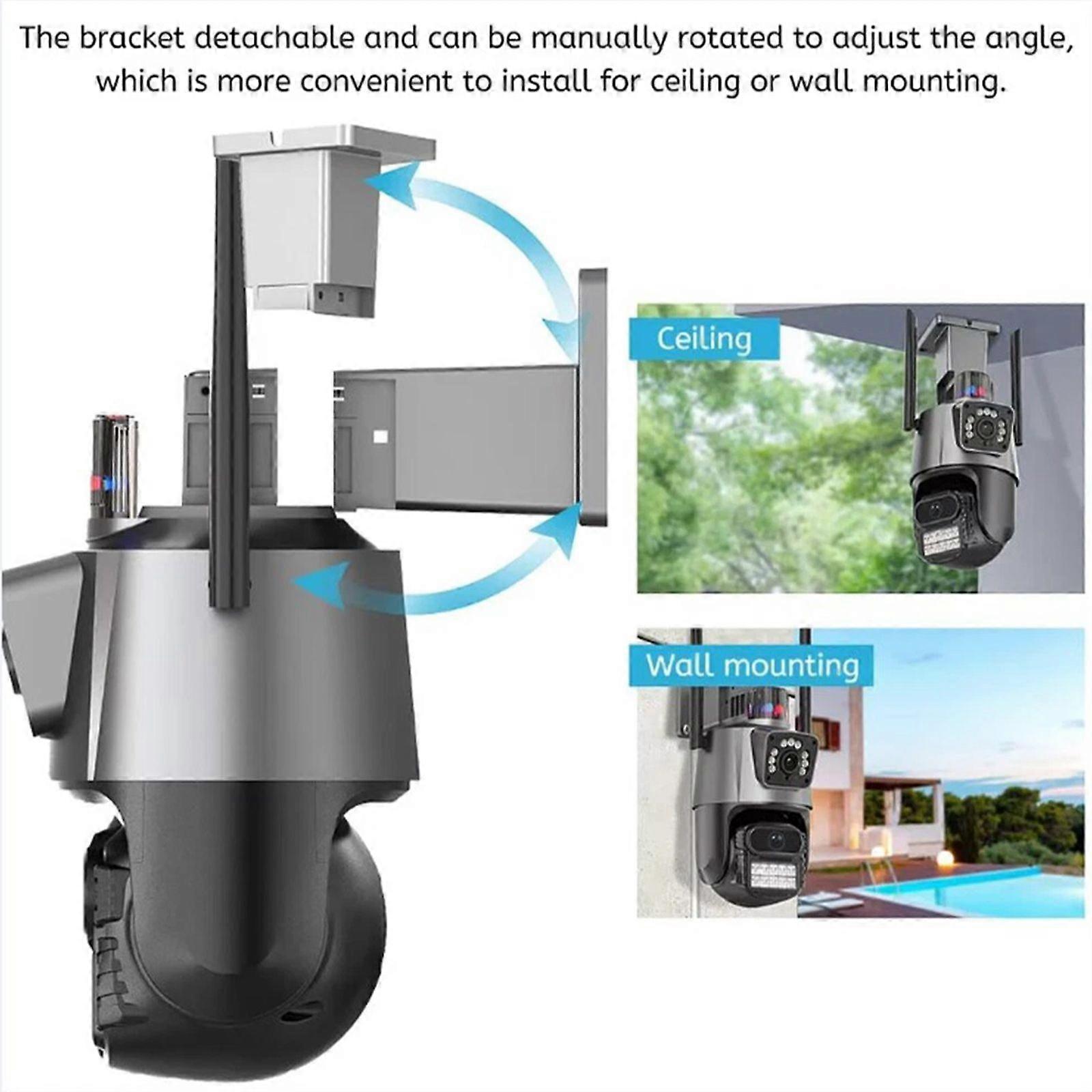 2025 IP Camera 4MP HD Outdoor WiFi Dual Lens PTZ Camera Ai Tracking ...