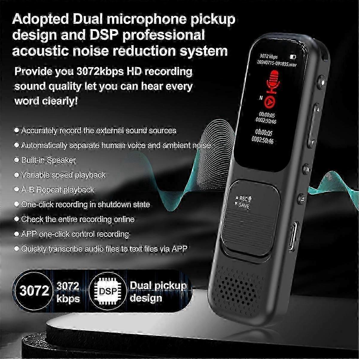 128GB Digital Voice Recorder with APP,Portable Recorder with ...