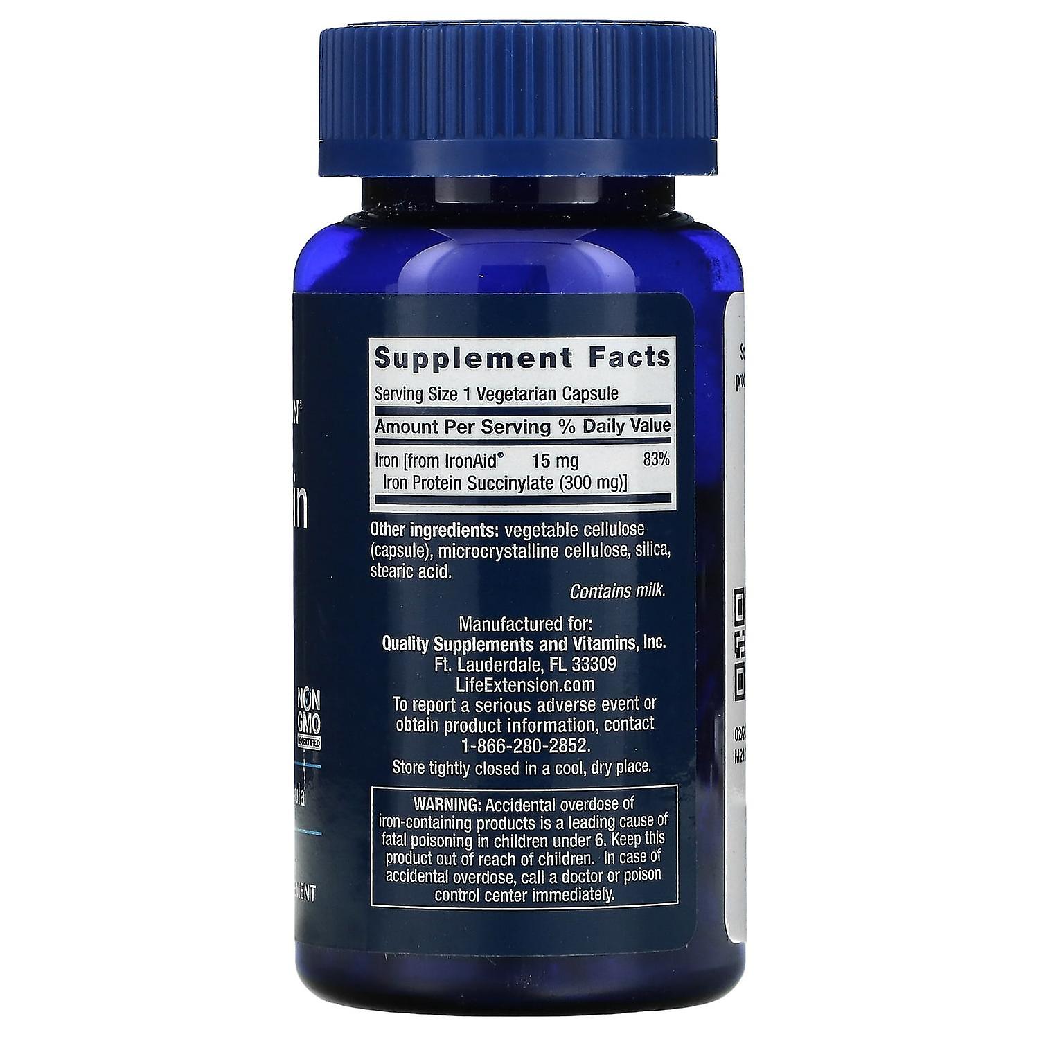 Life Extension, Iron Protein Plus, 300 mg, 100 Vegetarian Capsules ...