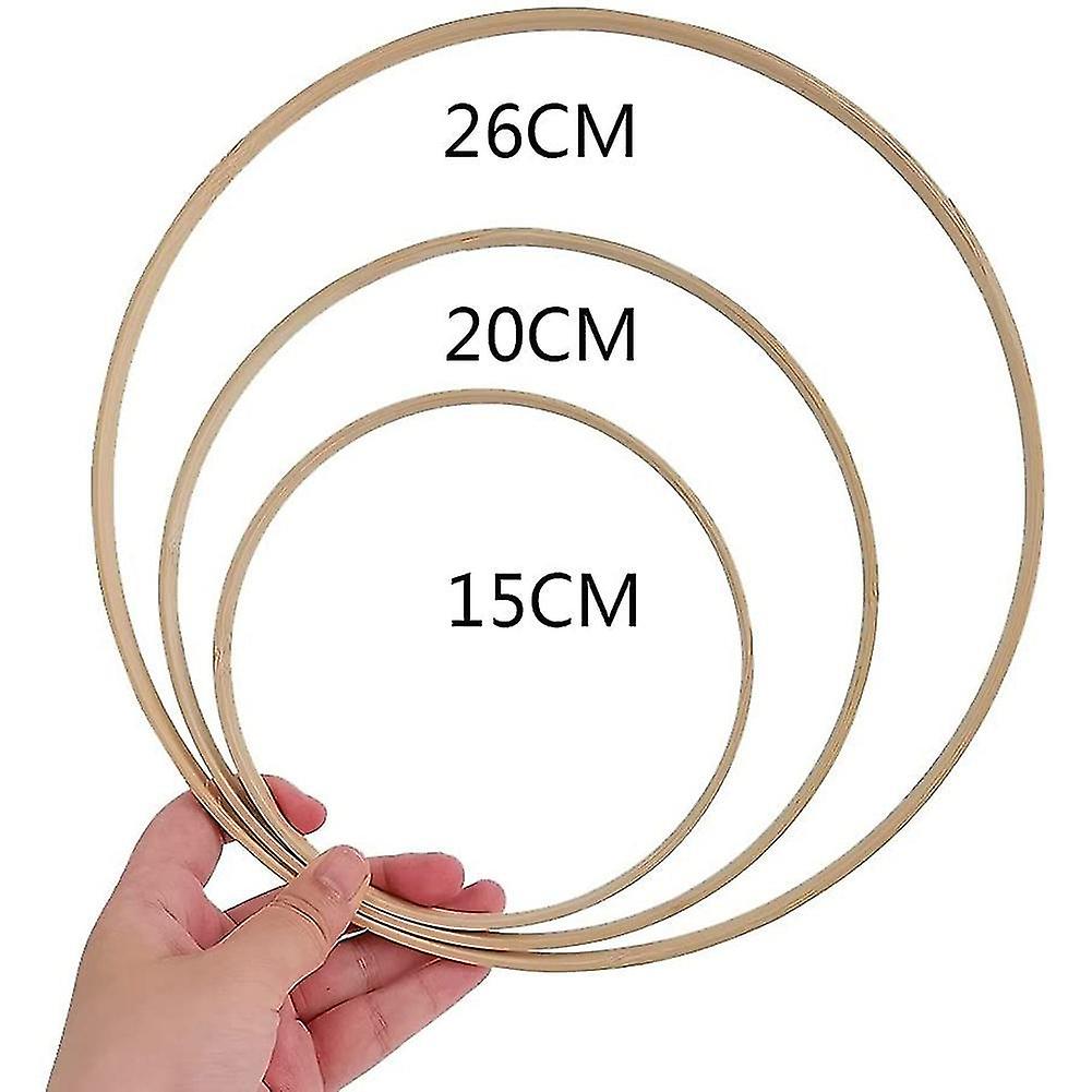 Bamboo Floral Hoop, 15 Pack 3 Sizes Dream Catcher Bamboo Wood Circle ...