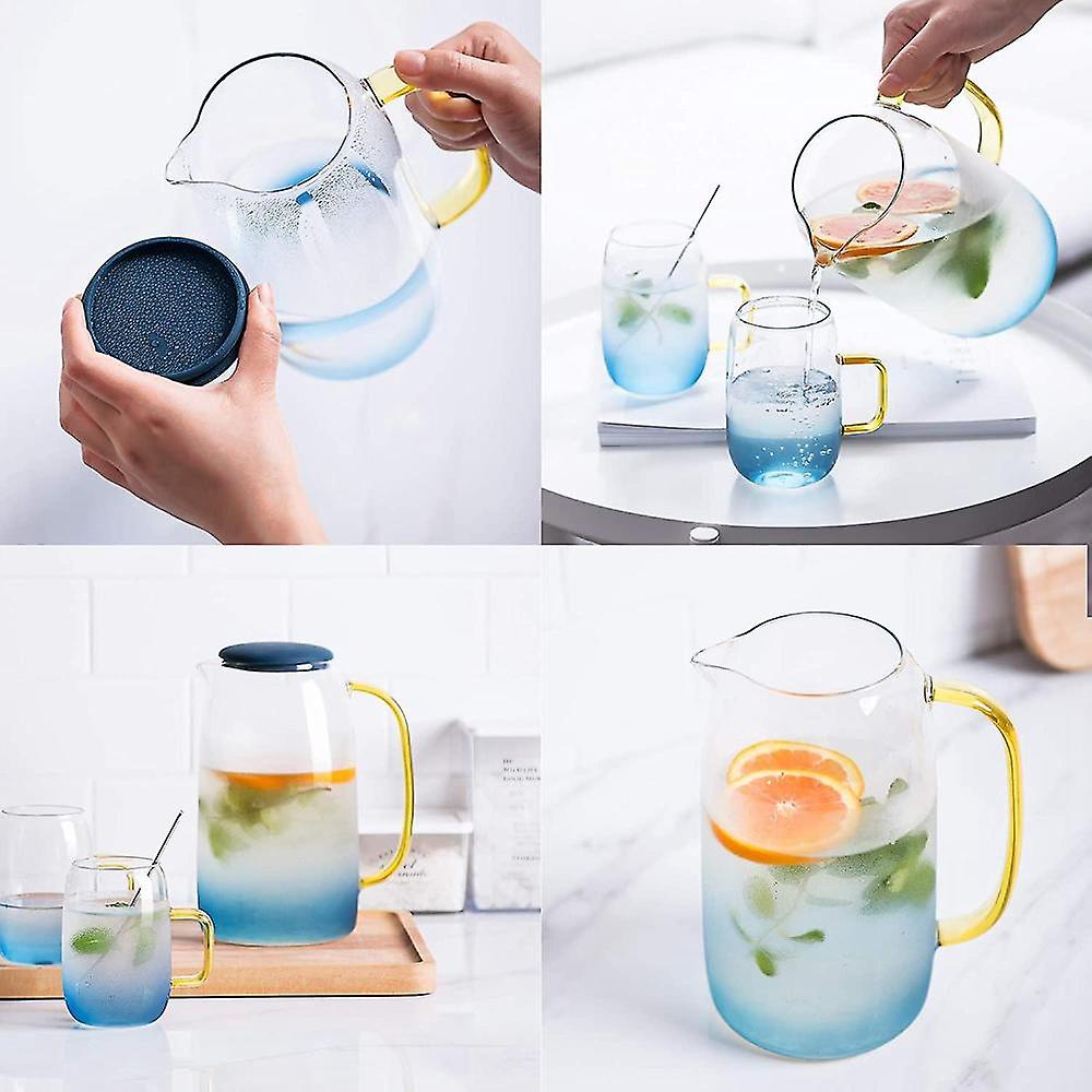 Glass Pitcher With Lid,lemonade Pitcher,tea Pitcher,borosilicate Glass ...