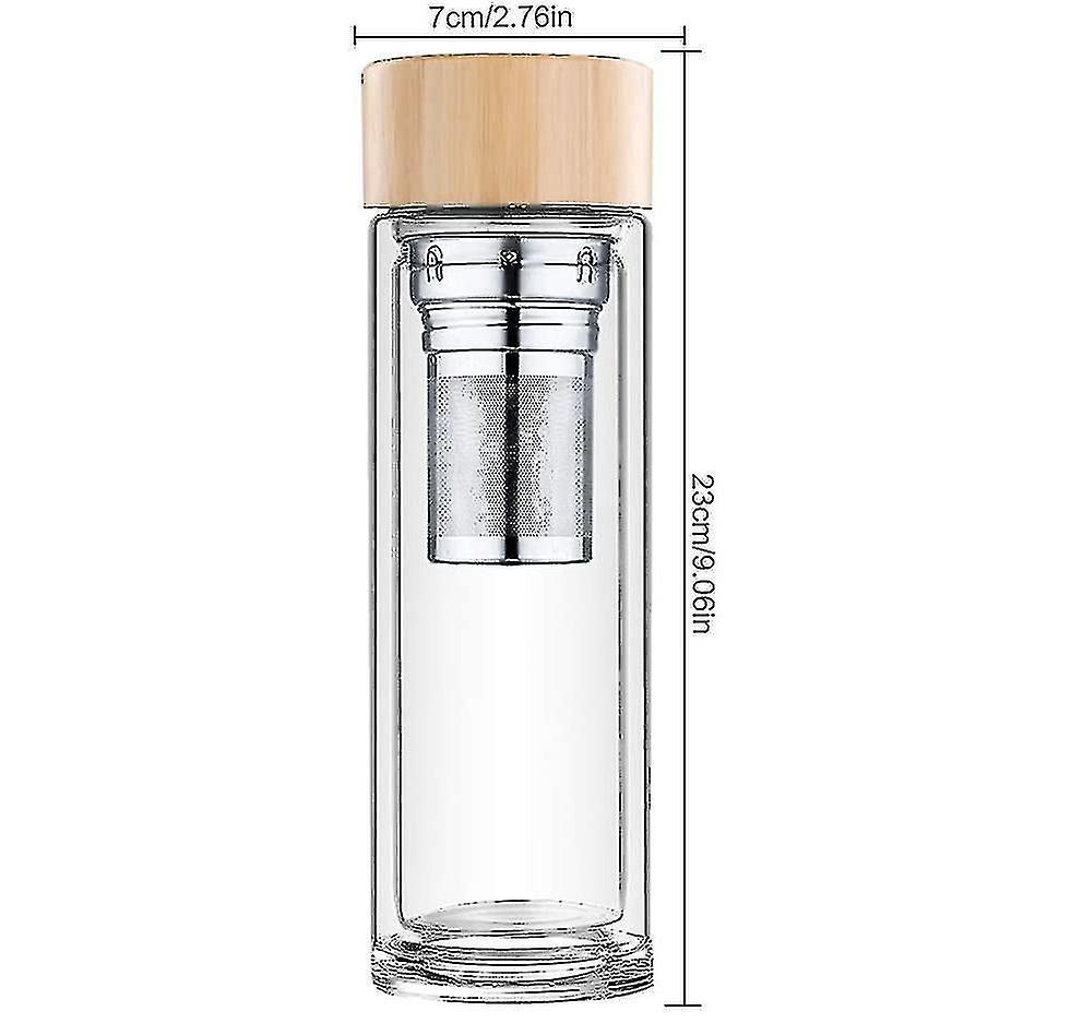 Tea Bottle With Strainer 450 Ml, Double-walled Tea Maker Glass ...