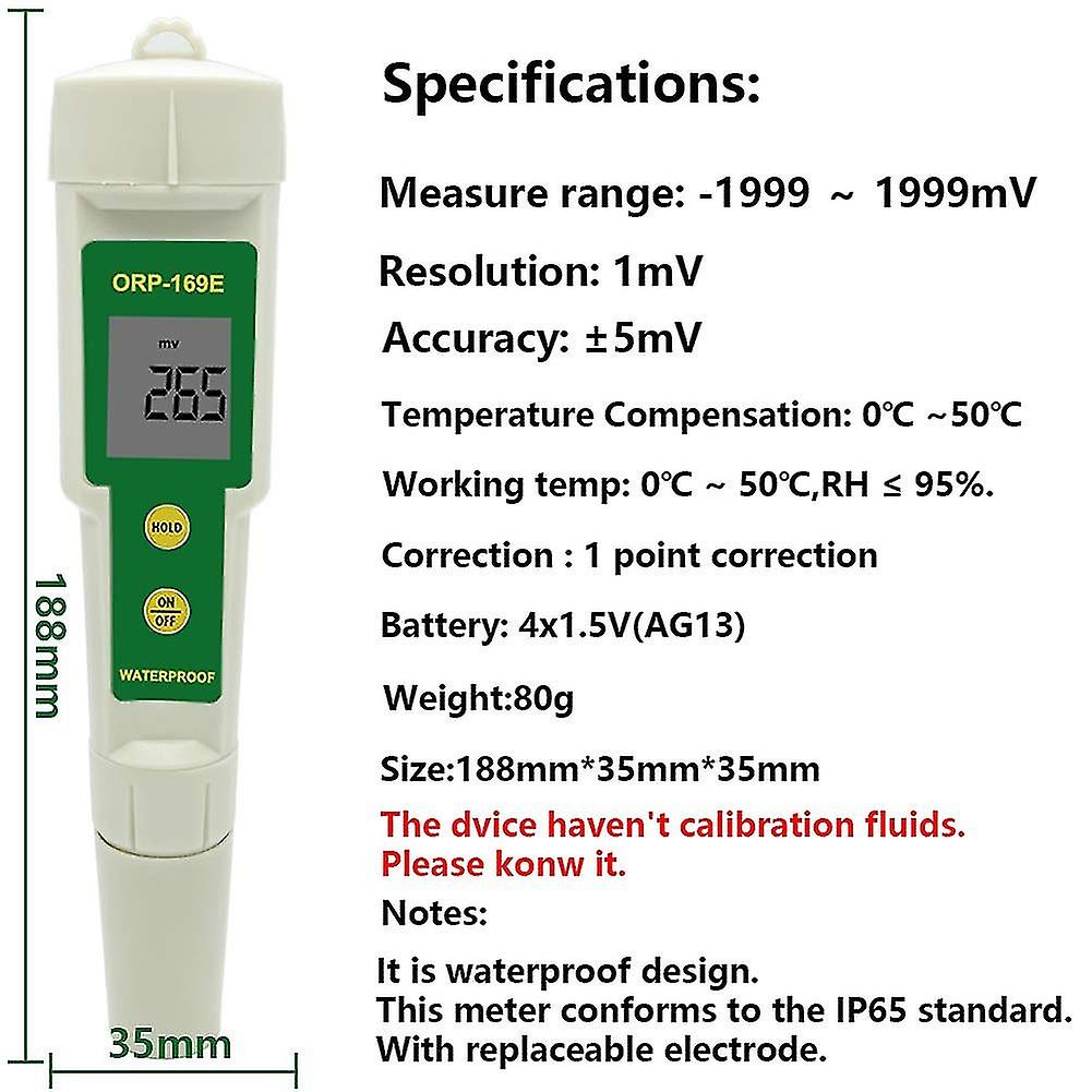 Digital Tester 169E ORP/Redox Tester ORP Tester Potential Positive and ...