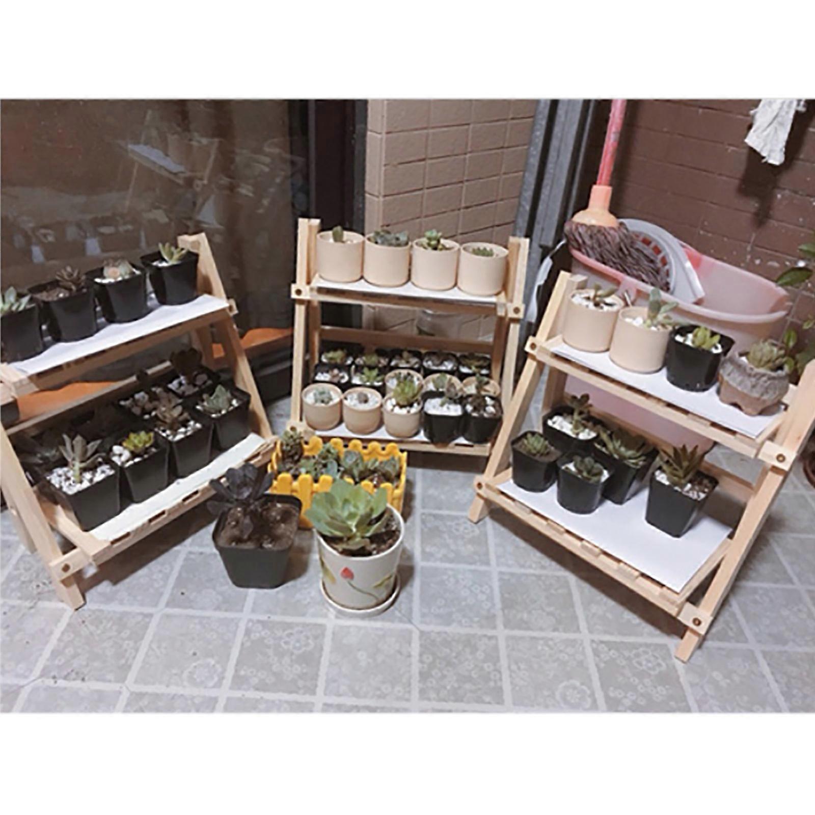 Solid Wood Flower Stand 3 Tier Indoor Succulent Display Rack Living ...