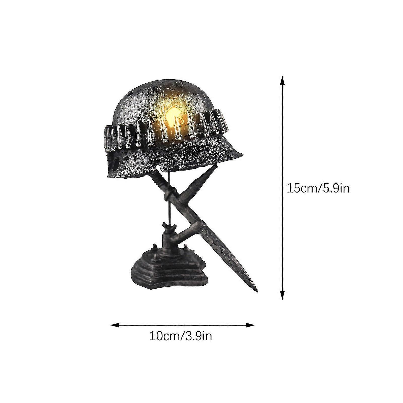 War Lamp Table Lamp Statue Made From WWII Soldier Helmet And Bayonet ...