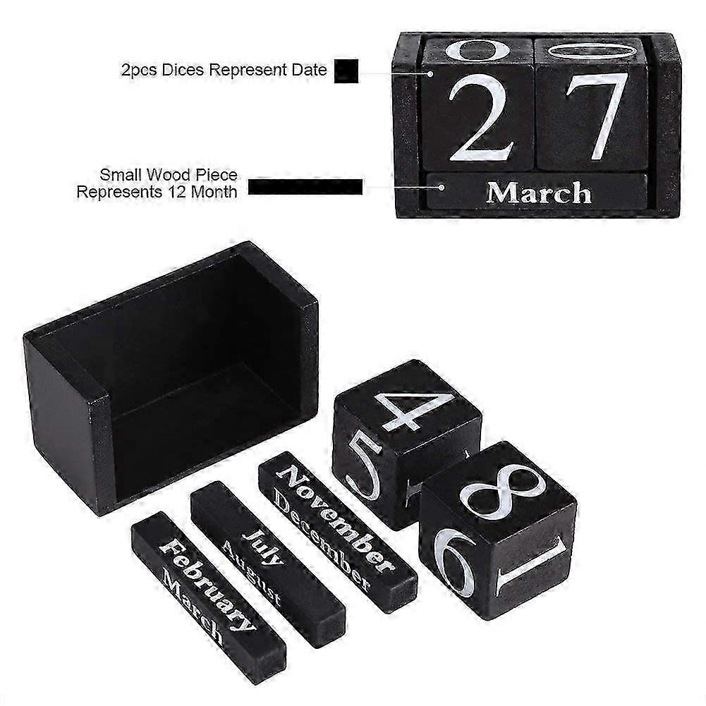 Vintage Wood Calendar Shabby Chic Blocks Desktop Calendar Rustic Wooden ...
