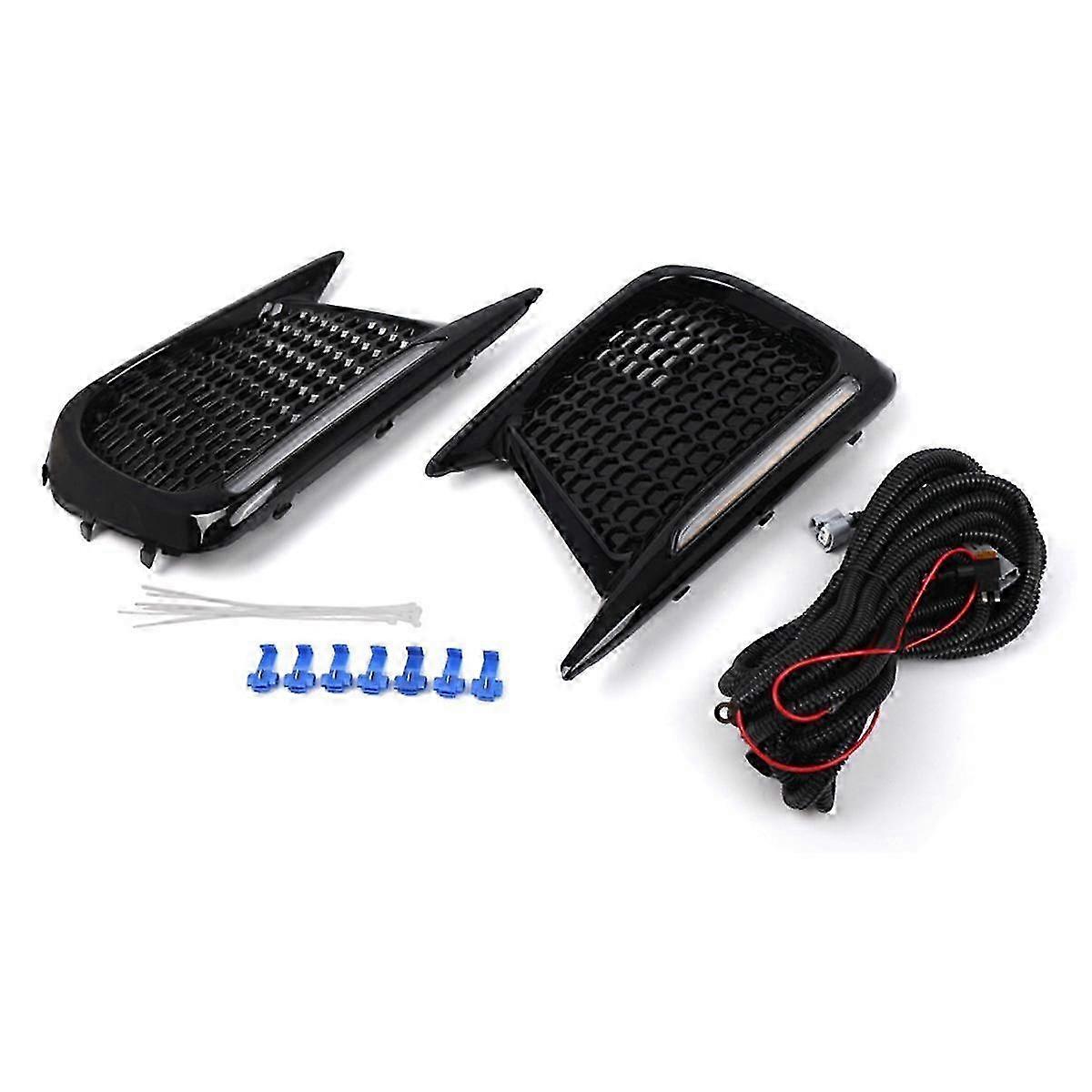 LED Fog Lights Bezel White DRL & Amber Turn Signal for 2018-2021 ...