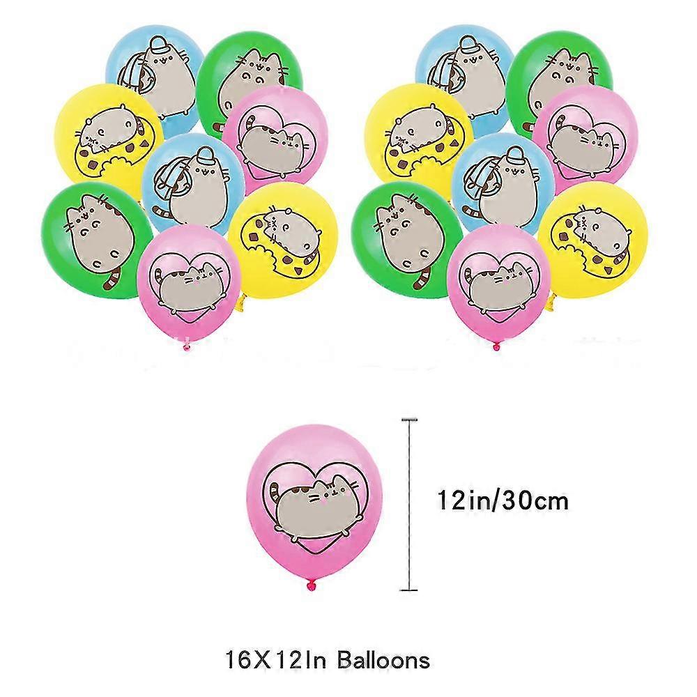 Pusheen Cute Cartoon Kids Birthday Party Decorations Set Balloons ...