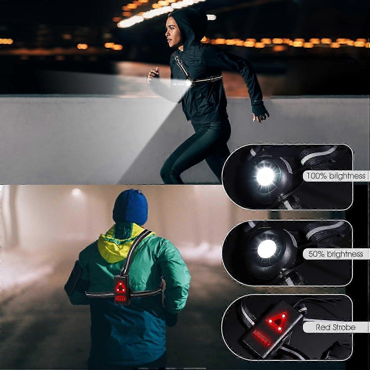 Biking Night Running Lights, USB Rechargeable Chest Light with 90 ...