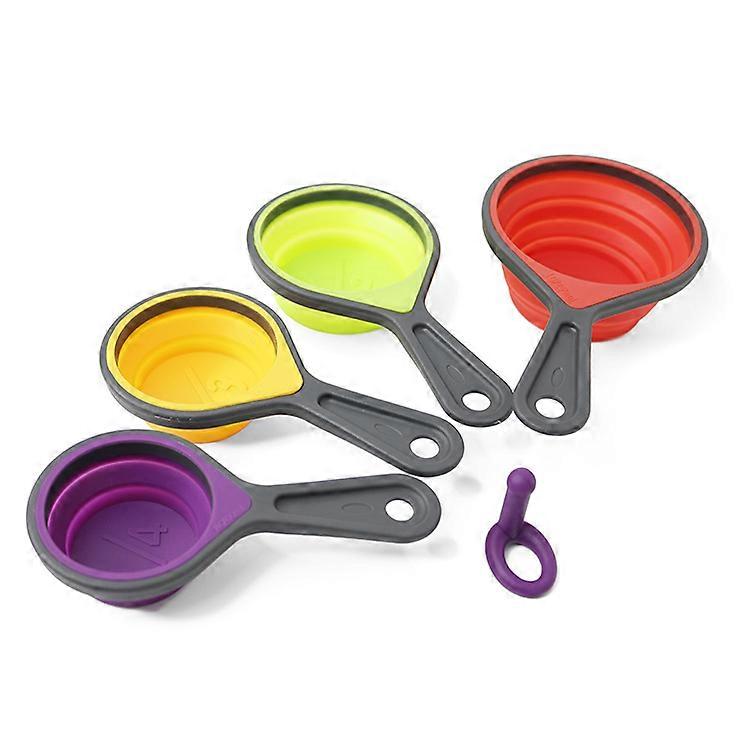 Foldable Silicone Soft Measuring Cups and Spoons, 8-Piece Portable Food ...