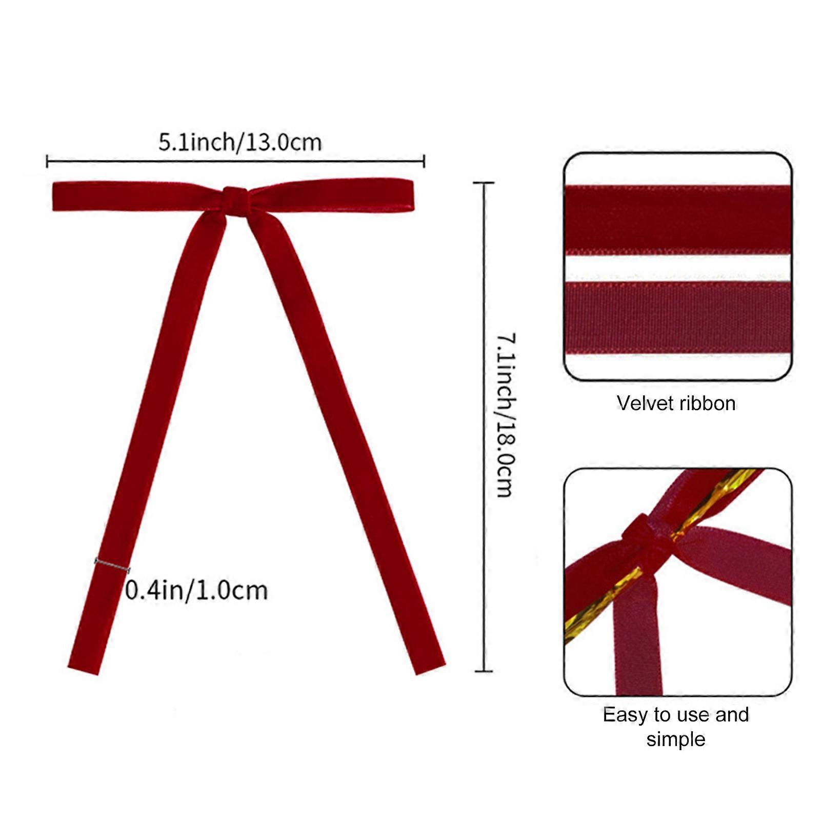 24 Pcs Velvet Christmas Bows Xmas Tree Vintage Velvet Ribbon Bows ...