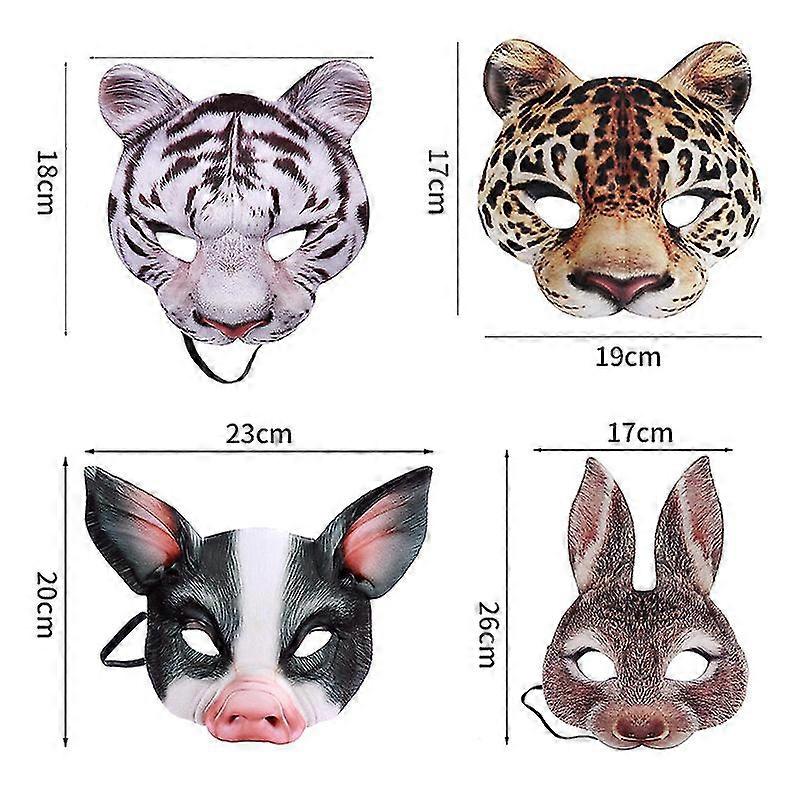 3d Animal Mask Halloween Masquerade Ball Masks Tiger Pig Half Face Mask ...