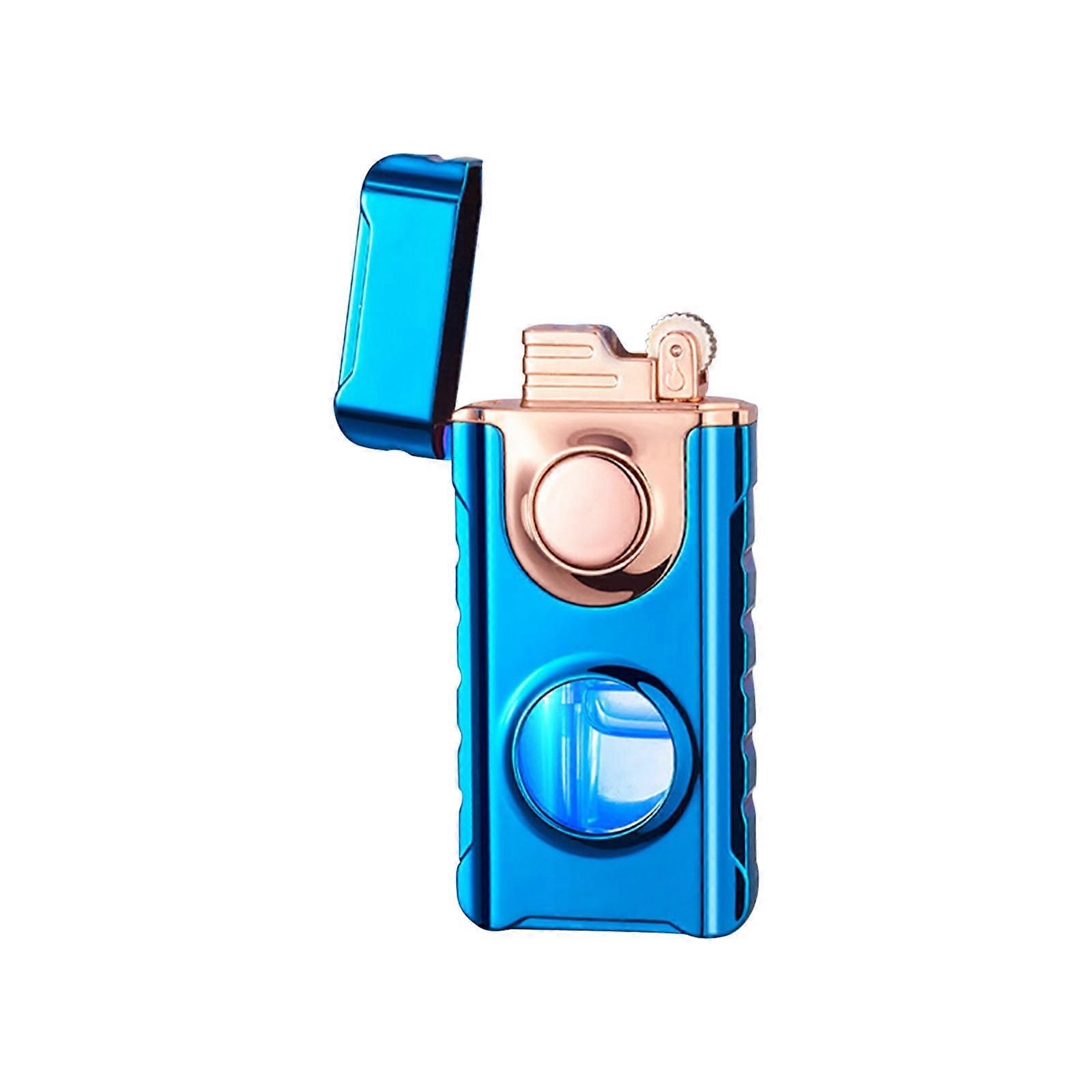Dual Flame Lighter With LED Blue Light Visible Tank, Creative Windproof ...