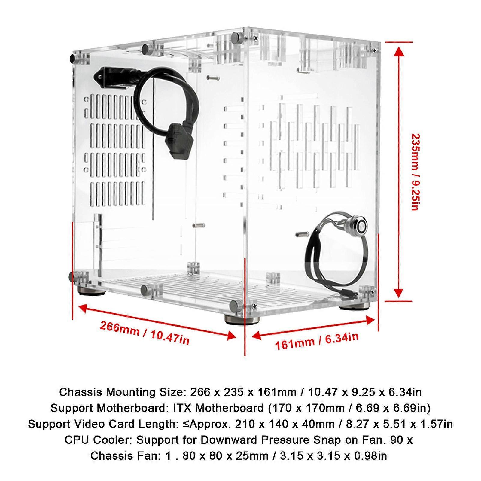 Clear Acrylic Mini ITX Case 360 Degrees Open Hollow Cooling DIY Mini ...