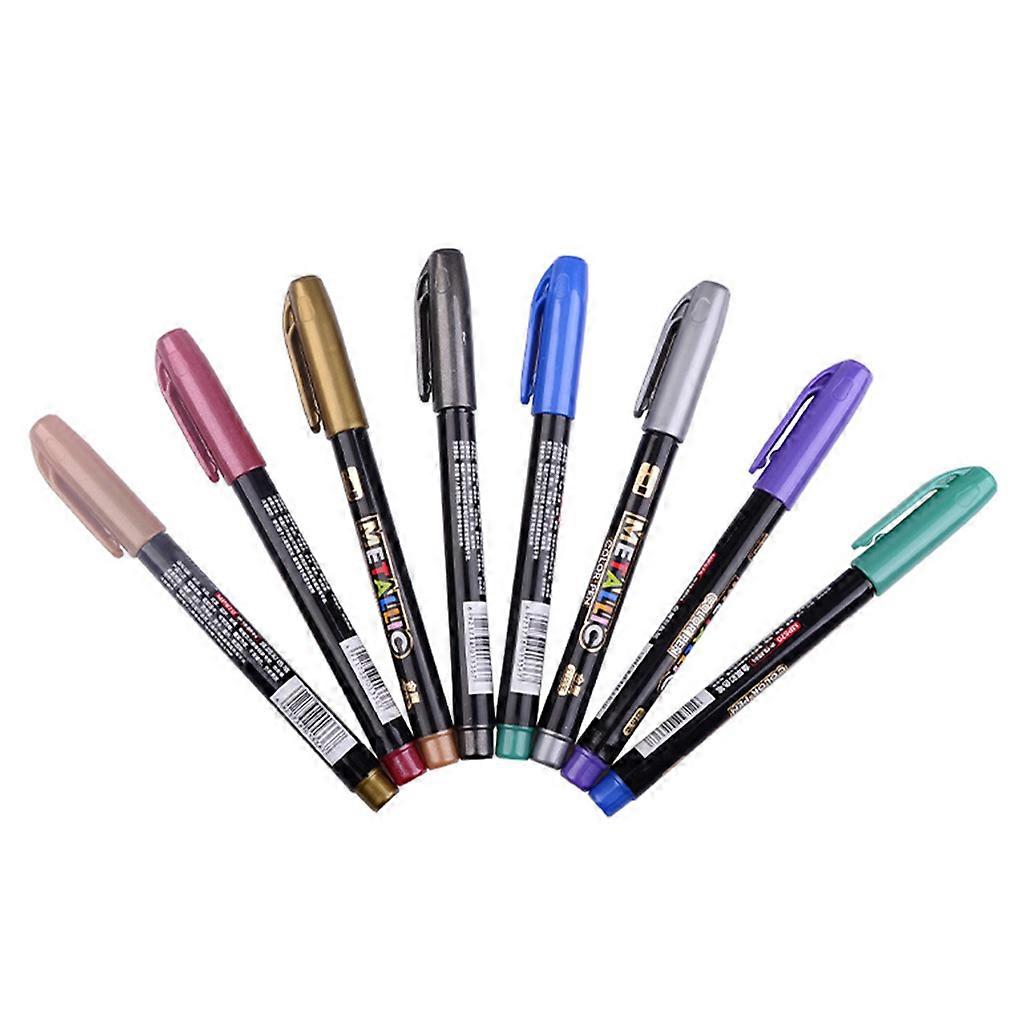 8 Colors Metallic Marker Paint Pens Set Highlights Acrylic Paint ...