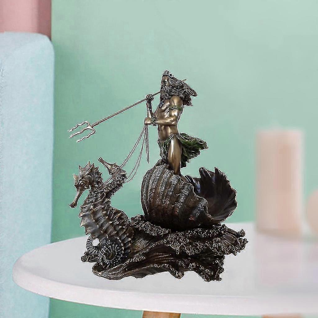 Poseidon Greek God Of The Sea Statue Resin Art Neptune On Seahorse ...