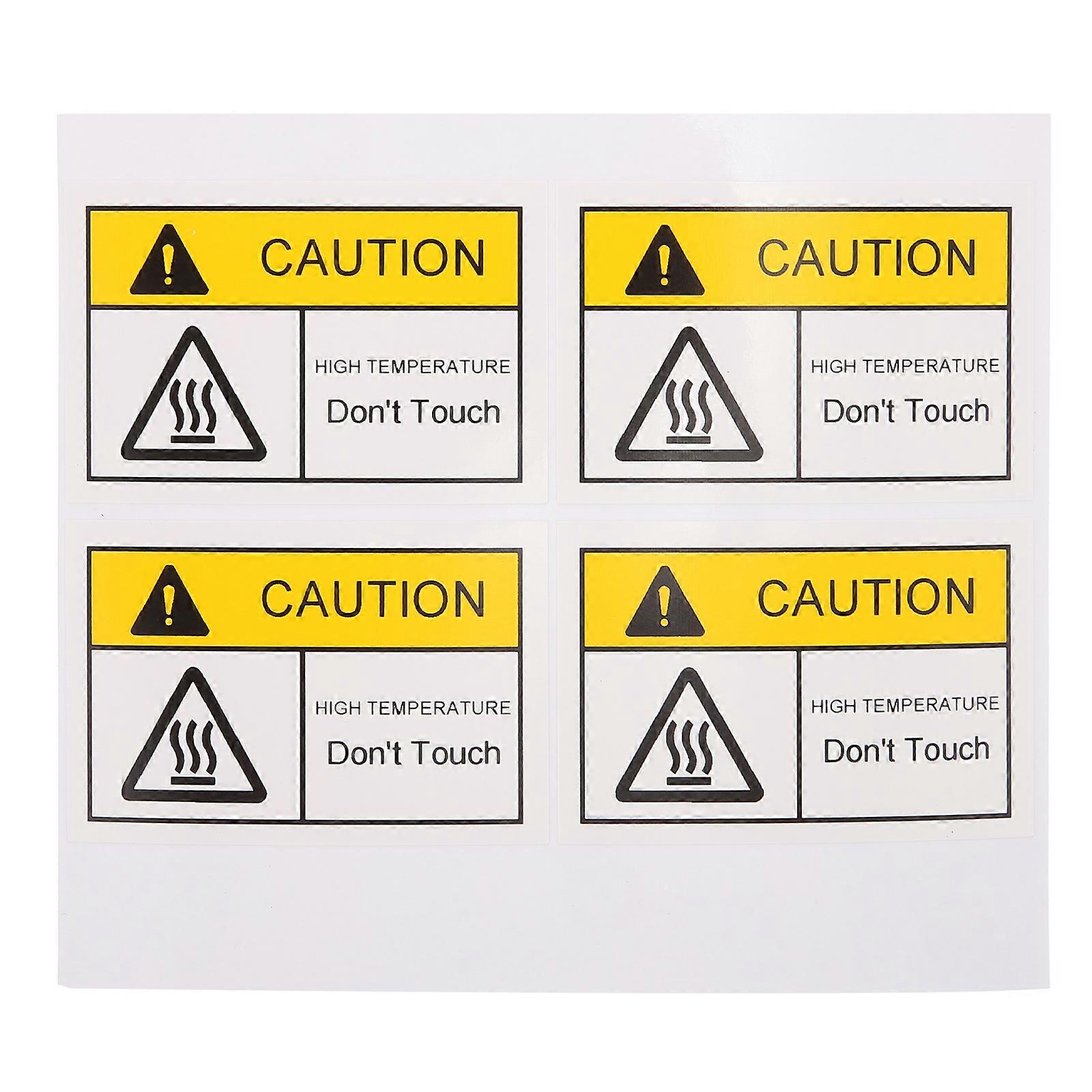 4pcs Caution Sticker Hot Surface Warning Label High Temperature Warning ...