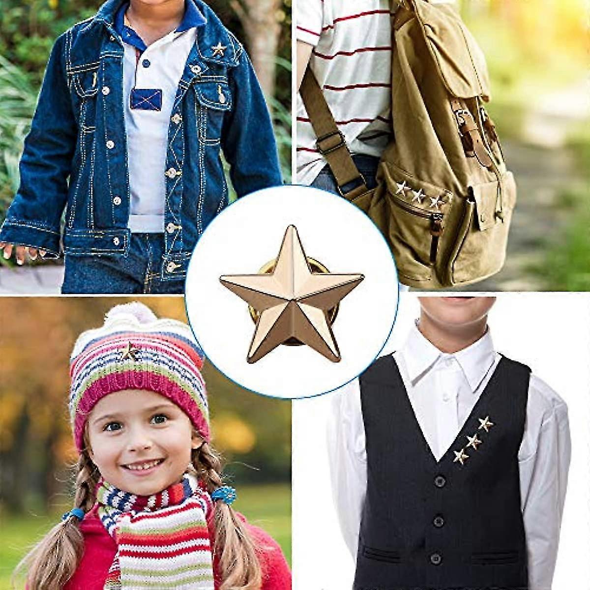 30 Pieces Star Badge Lapel Pins, 1.8 Cm Gold Star Pin 5 Pointed Star ...