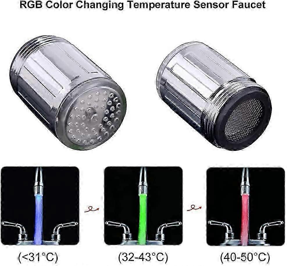 Colorful Led Water Faucet,Bright Led Faucet Nozzle,3 Color Temperature ...