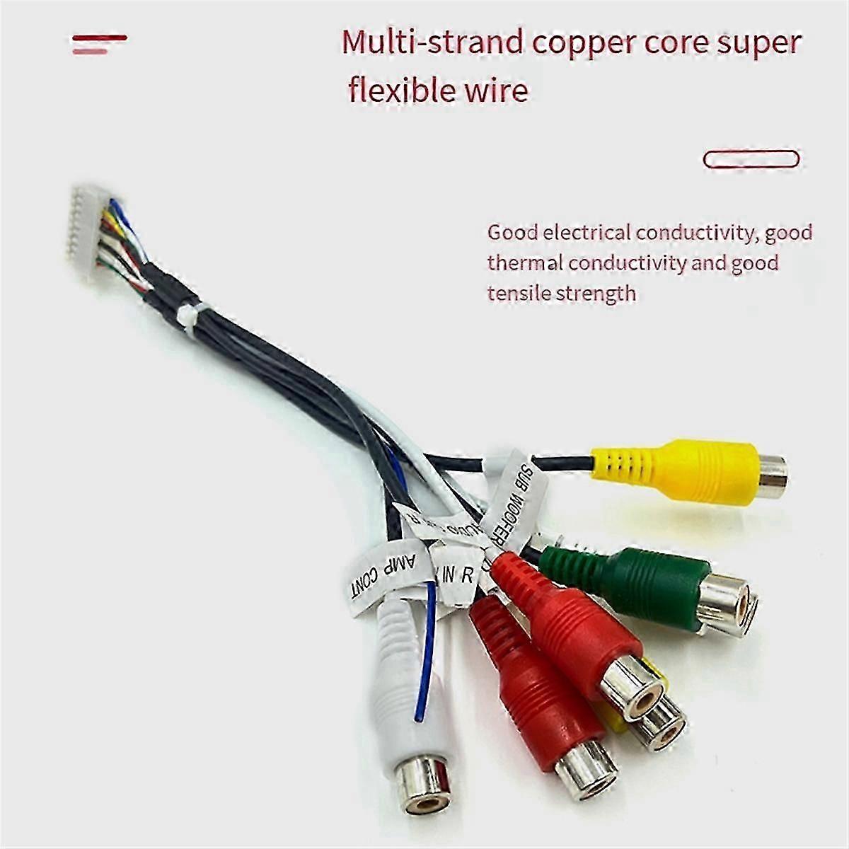 20-Pin Android Car Stereo Adapter Cable with AUX/AV Inputs for Audio ...