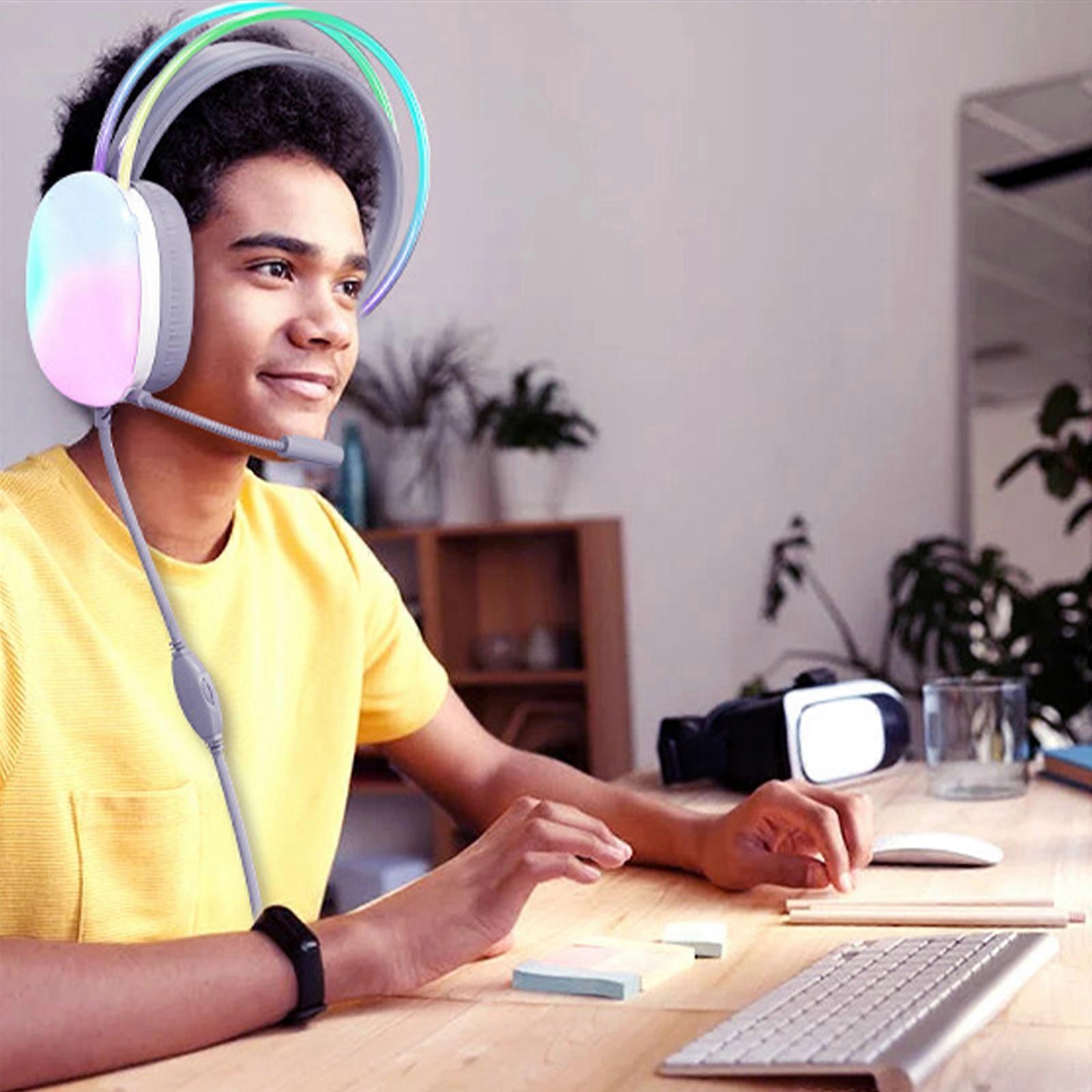 Over Ear Headphones Soft Cushion Comfort 40mm Driver Wire Headsets ARGB ...