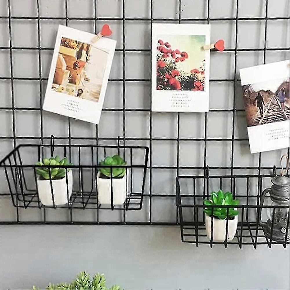 3 Pcs Wire Baskets,Wall Grid Panel Hanging Wire Basket,Wall Storage and ...