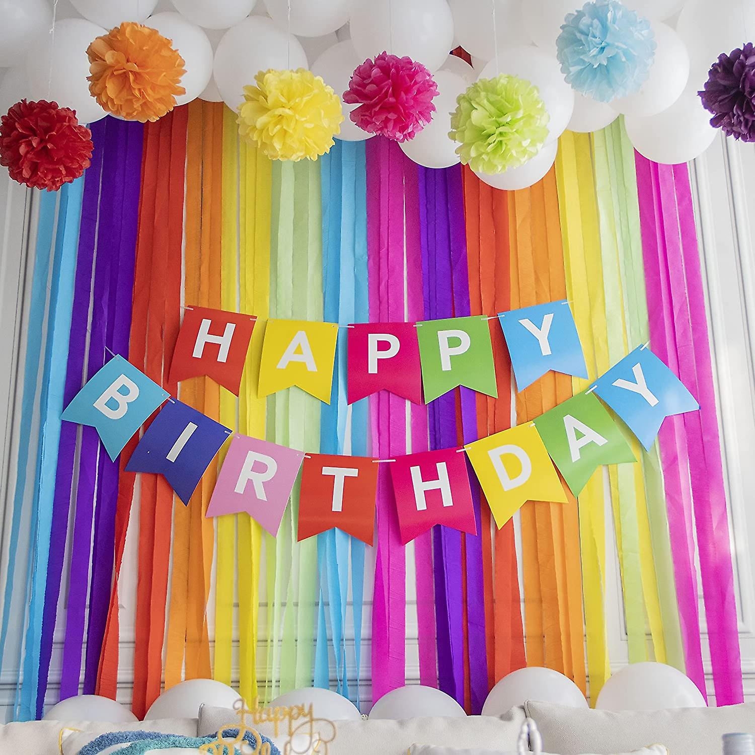 Rainbow Happy Birthday Banner Happy Birthday Sign Multicolor Birthday ...