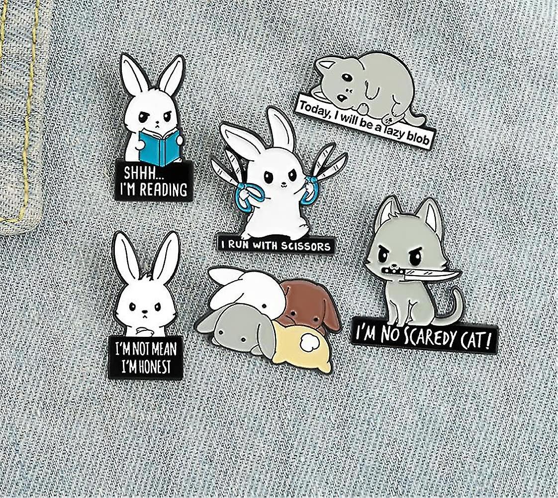 Cute Rabbit Animal Letter Brooch Enamel Pin Badge Kawaii Cartoon Pins ...