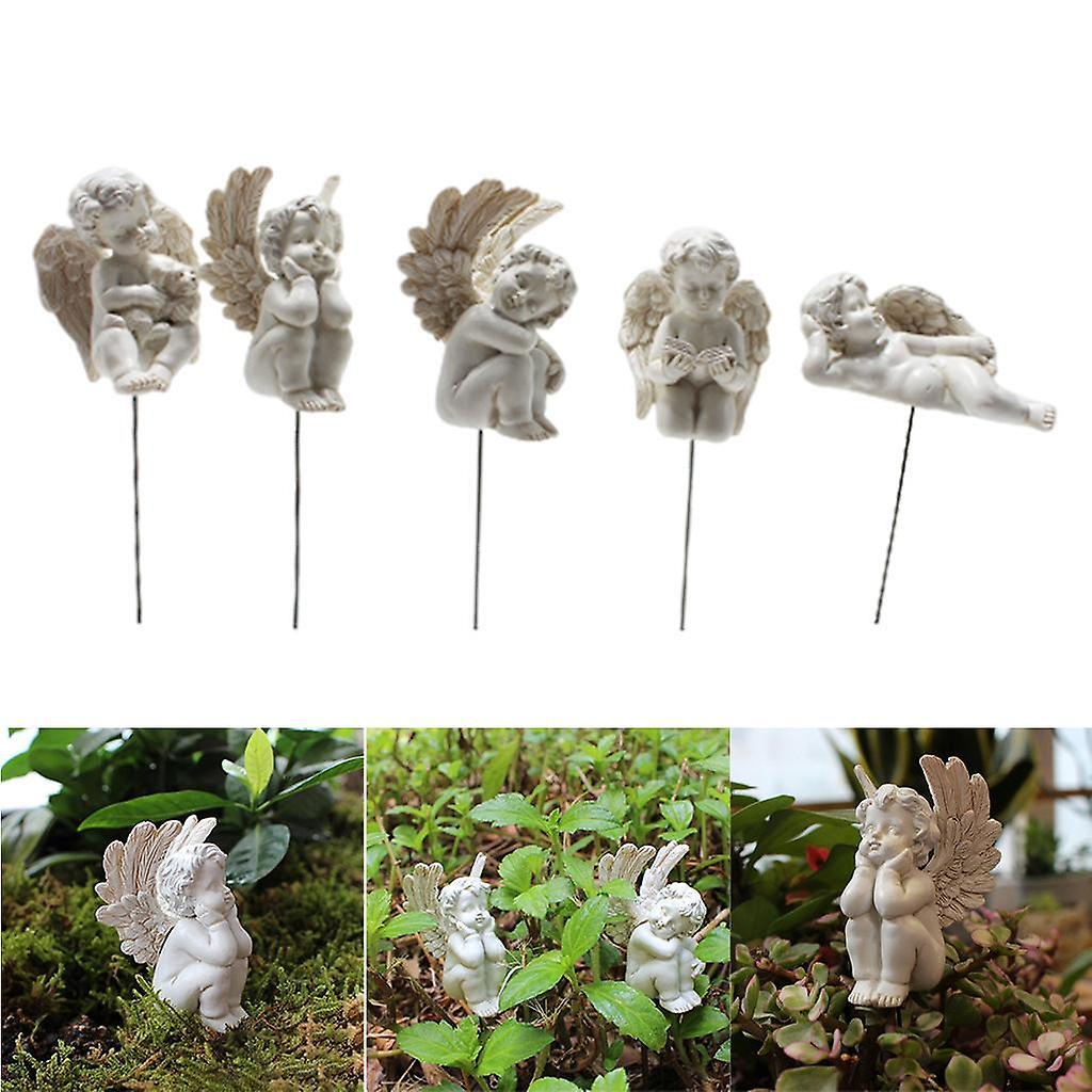 5 Pieces Angel Statue Garden Stakes Potted Plants For Yard Pathway ...