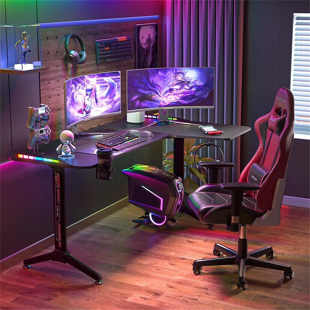 Xxxl Large Corner Gaming Desk L Shape Gamer Computer Table Rgb Led ...