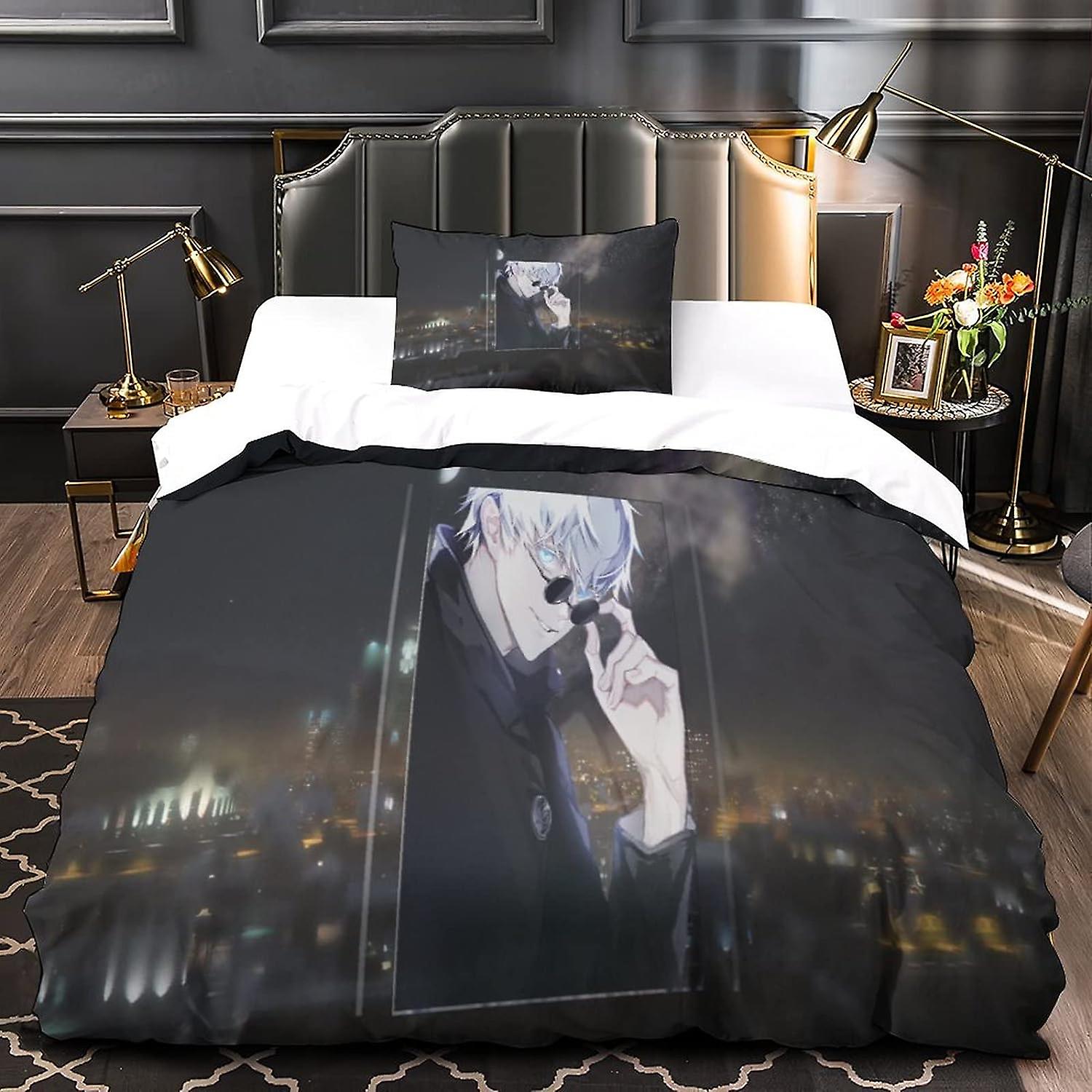 Jujutsu Kaisen Rinted Bedding Anime Gojo Satoru Duvet Cover with Zipper ...