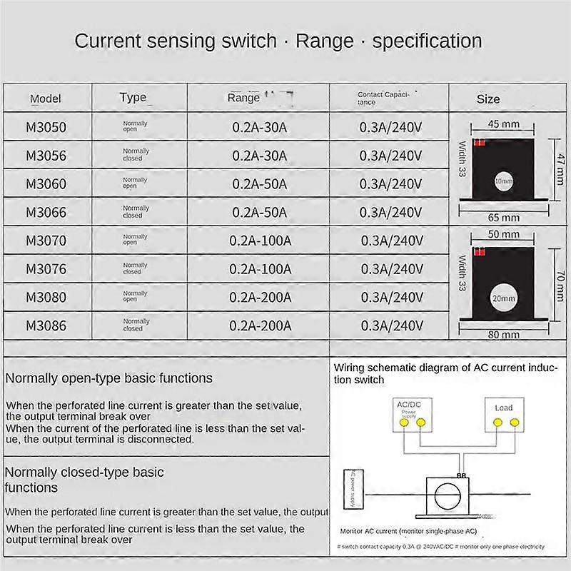 Current Sensing Switch Induction Relay Ac Linkage Device Plc Signal Over Limit Closed Ac 0 2 30a