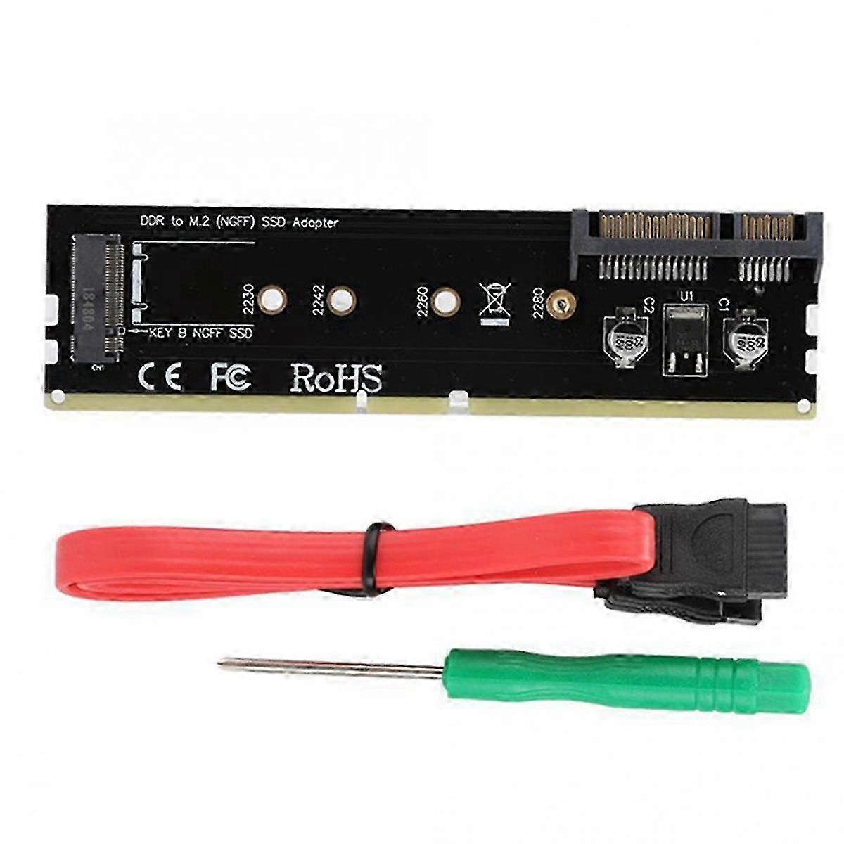 DDR3 DDR4 DDR2 to M2 SSD Adapter M.2 NGFF B Key Riser Card SATA 15Pin Power + SATA 7Pin Data ...