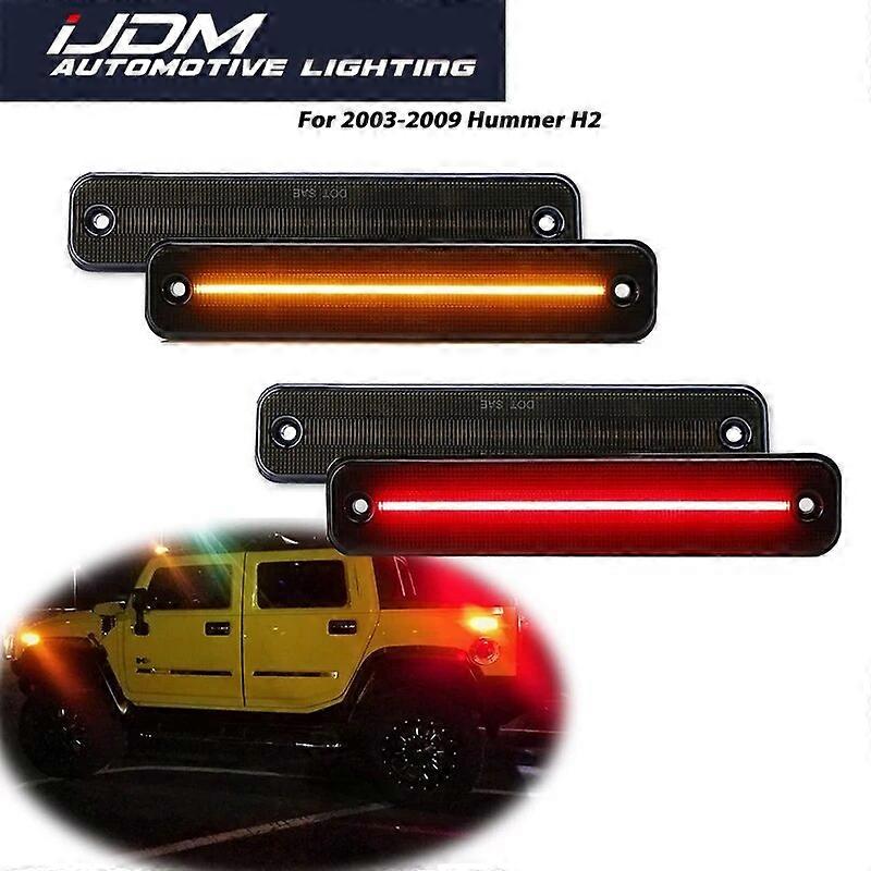 For 2003-2009 Hummer H2 Smoked Lens Front Amber / Rear Red LED Bumper ...