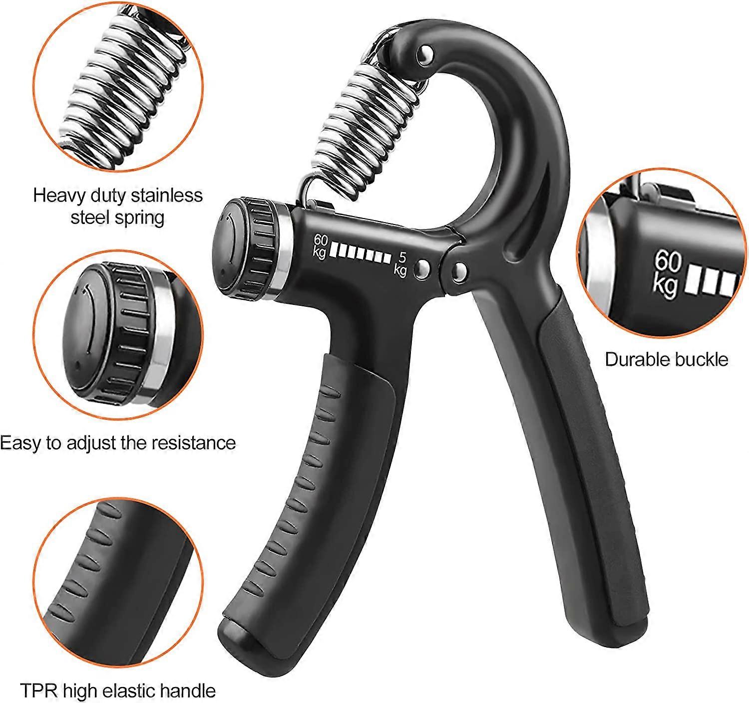 Hand Grip, 5-60kg Adjustable Grip Forearm Hand Wrist Strengthener ...