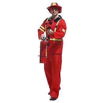 Fancy Adult Fireman Costume Halloween Cosplay Carnival Firefighter Fire ...